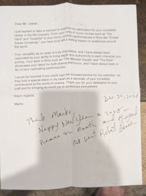 Signed Letter from Robert Lesser Actor Guaranteed Authentic | eBay