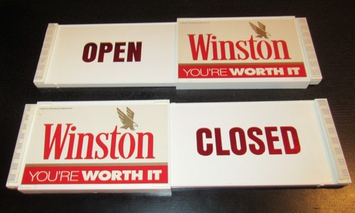 Winston Sliding Open/Closed Display Signs Retro/Used Set of 2 | eBay