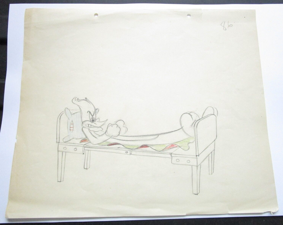1940's WOODY WOODPECKER bed WALTER LANTZ ORIGINAL PRODUCTION CEL ...