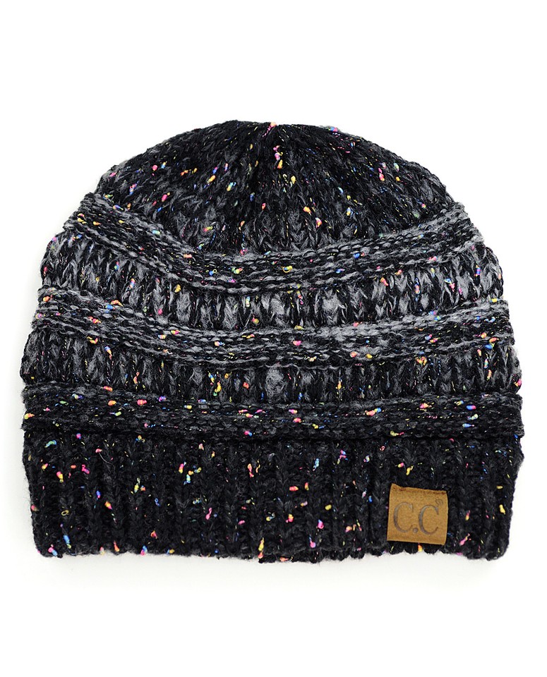 NEW! Genuine CC Beanie Colorful Confetti Soft Stretch Cable Knit Slouch ...