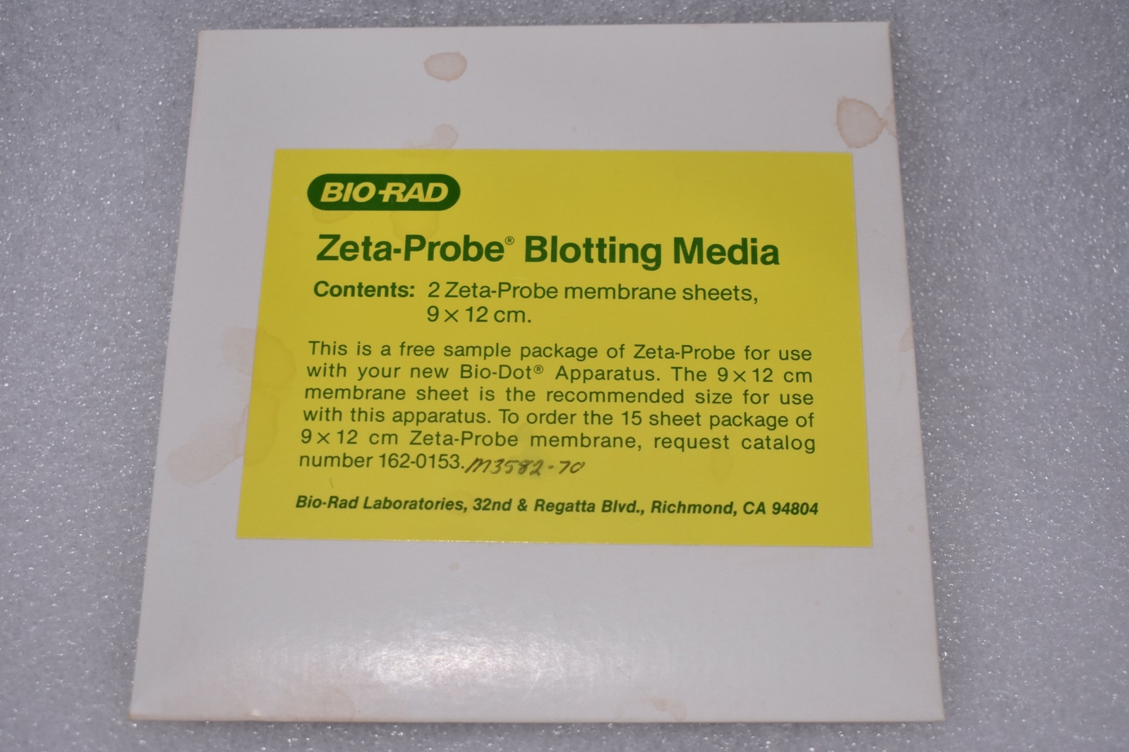 BIO-RAD 162-0153 SAMPLE PACKAGE OF 2 ZETA-PROBE BLOTTING MEDIA MEMBRANE ...