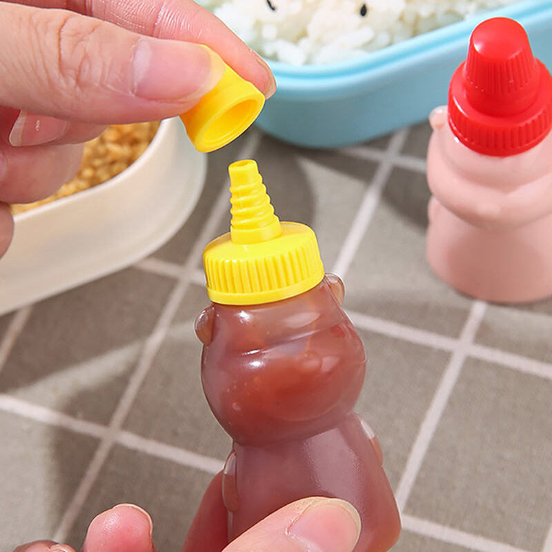 2Pcs/Pack Mini Bear Seasoning Bottle Portable Ketchup Salad Dressing ...