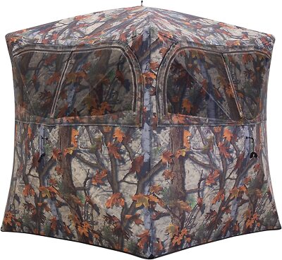 Ground Blind 2 Person Hunting w/ Full-Length Zippered Door, Poles ...