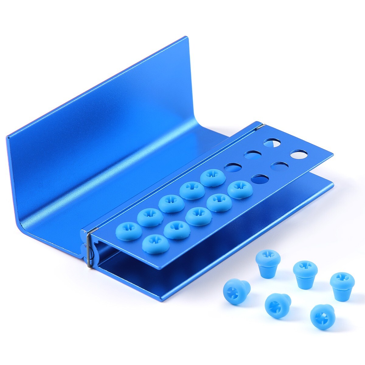 10Pcs Dental Bur Block with Cover 16 Holes Blue Autoclavable For FG RA ...