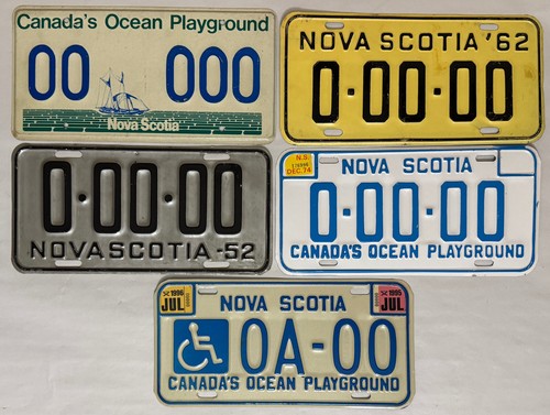 5 NOVA SCOTIA Sample & Prototype License Plates - 1952-1996 | eBay