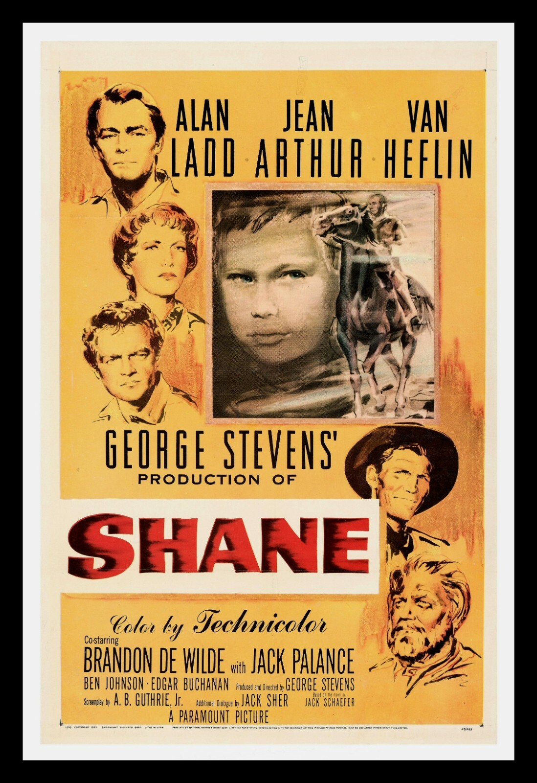 SHANE CineMasterpieces ORIGINAL MOVIE POSTER LINEN 1953 WESTERN COWBOY ...