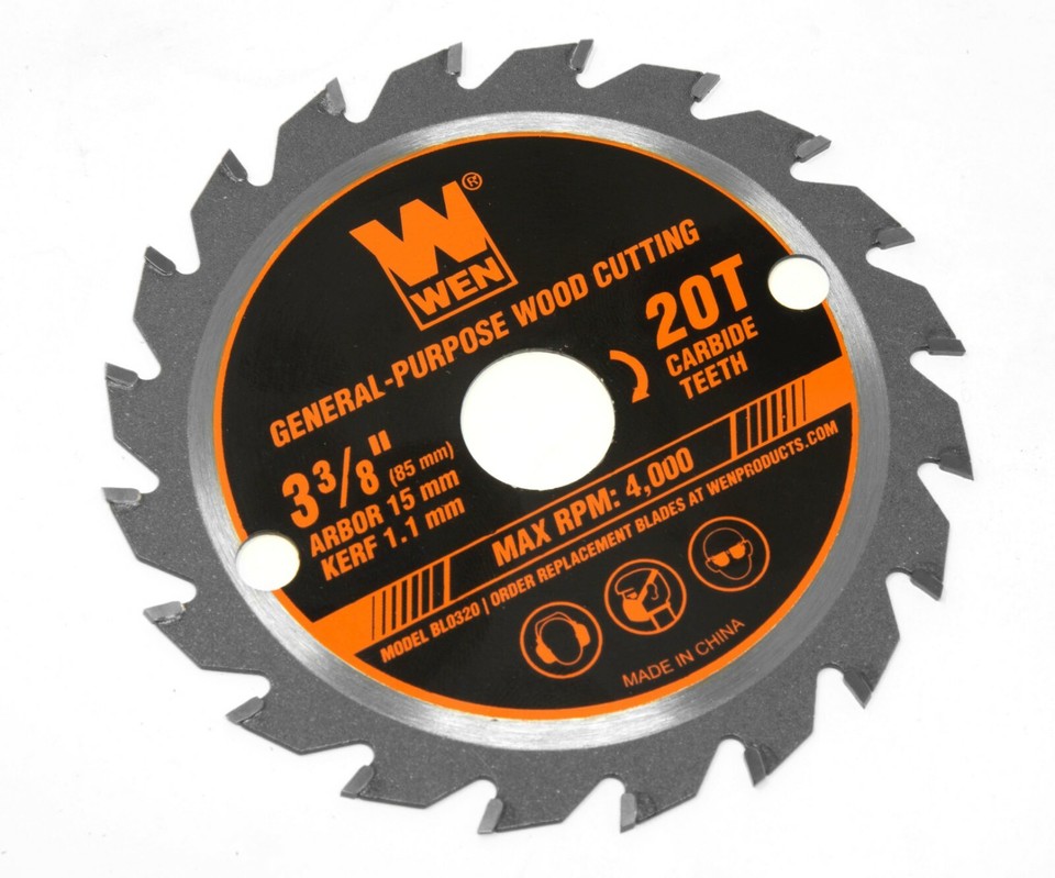 WEN BL0320 3-3/8" 20-Tooth Woodworking Saw Blade for Compact & Mini ...