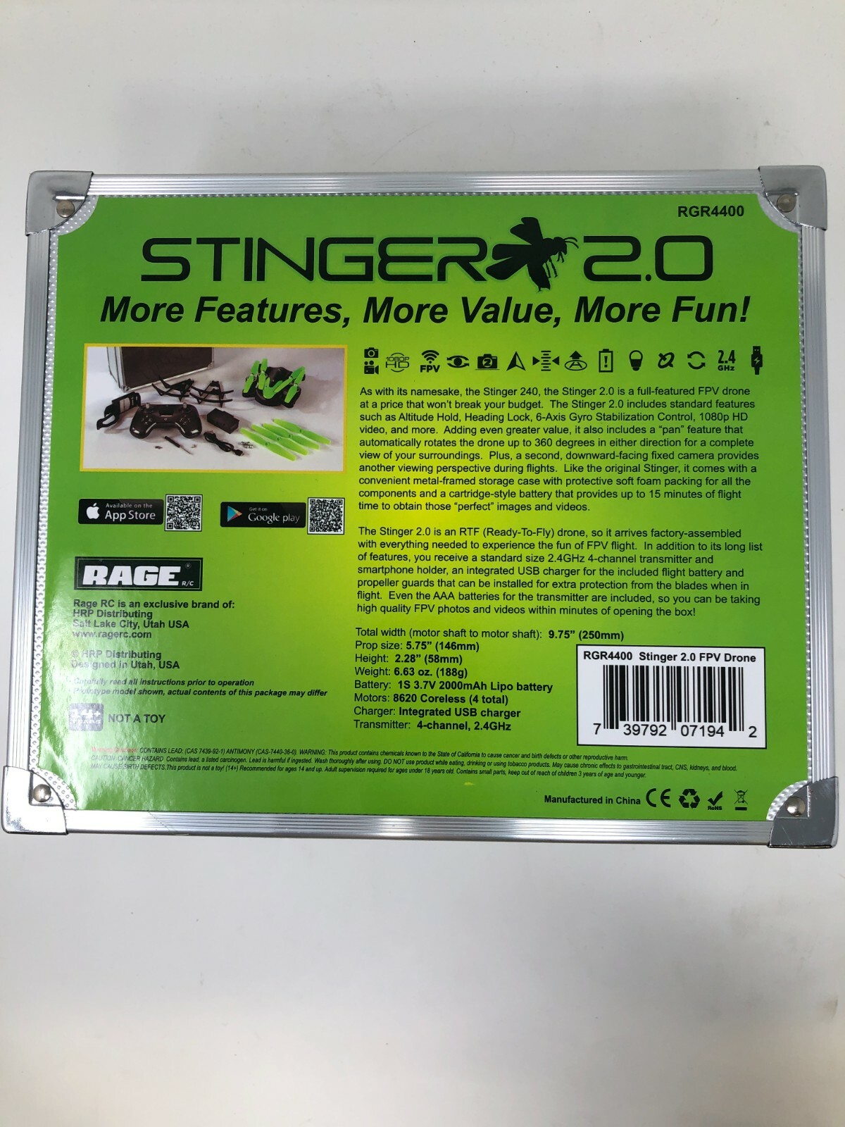 Rage Stinger 2.0 RTF WiFi FPV Drone W/1080p HD Camera for sale online ...