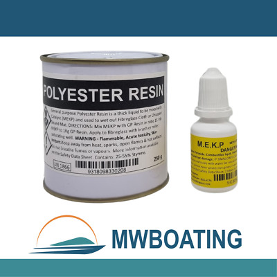 Fibreglass (Polyester) Resin and Hardener Kit - 250g Marine Polyester ...