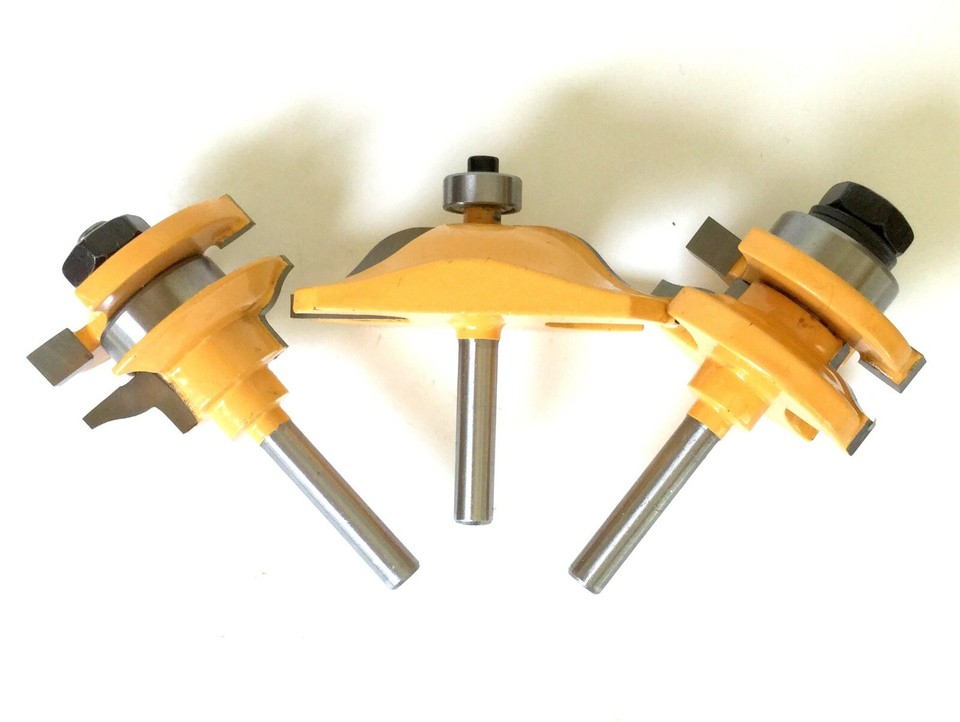 3 pc 1/4" SH Ogee Raised Panel and Ogee Rail & Stile Router Bit Set S ...