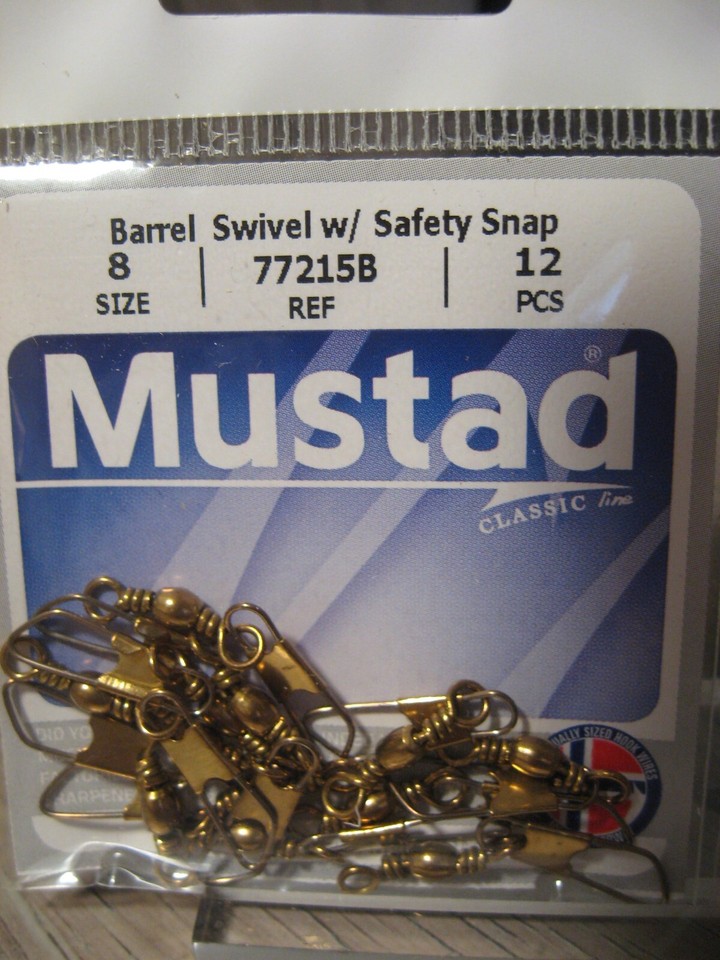 Mustad Classic Barrel Swivel With Safety Snap Fishing Snap Swivels ...