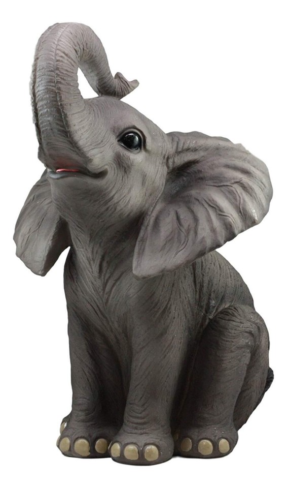 Ebros Ruby The Elephant Sitting Pretty with Trunk Up Large Statue 17 ...
