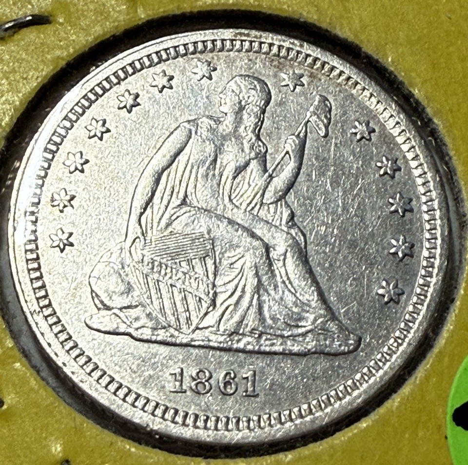 1861 Seated Liberty Quarter - AU – Civil War Era Type Coin Silver 25 ...
