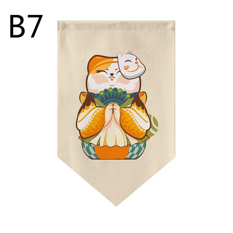 1 PC Japanese Short Noren Curtains Lucky Cat Hanging Flag Room Divider ...