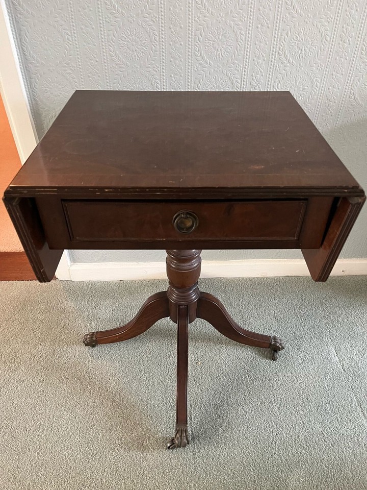 Reproduction Side Table with Drawer & Extendable Sides | eBay UK
