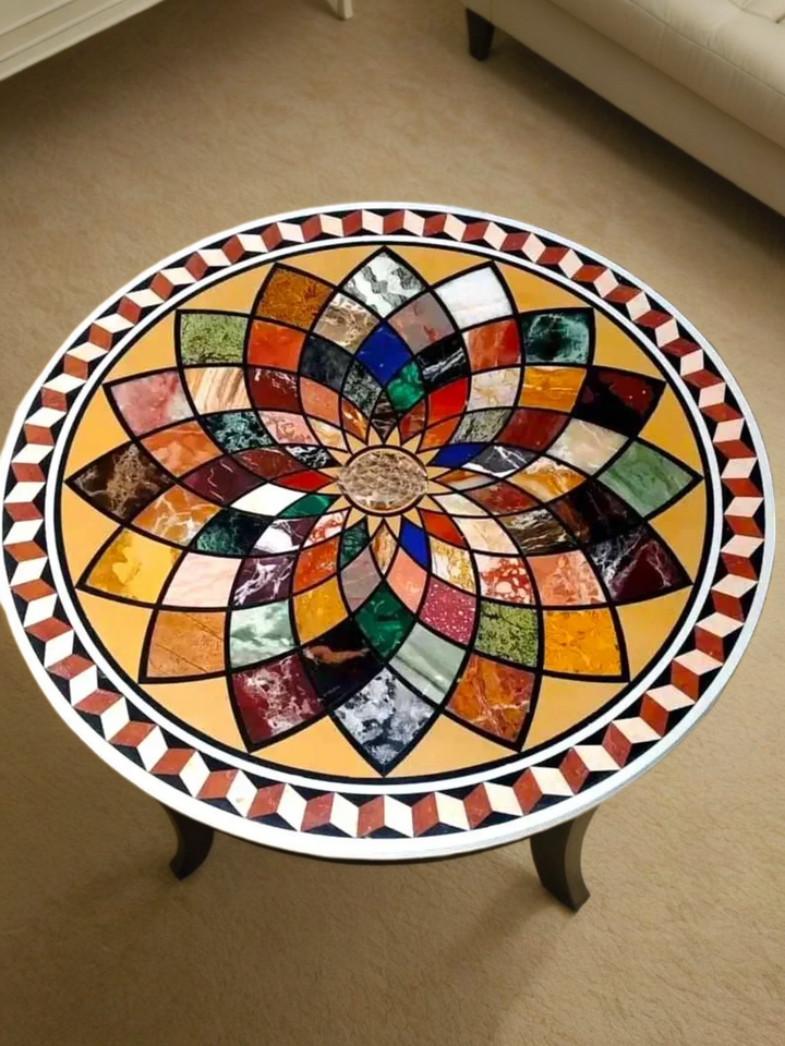 Marble inlay coffee table, living room inlay table, Inlay art kitchen ...