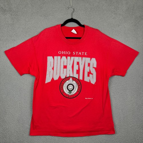 VINTAGE Ohio State Buckeyes Shirt Mens XL Red Crest NCAA OSU Football ...