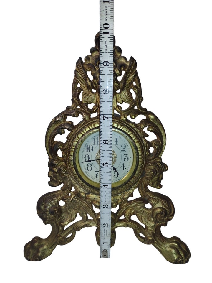 Edwardian 1902 Antique Brass Mantel Clock Western Clock Co. Works ...