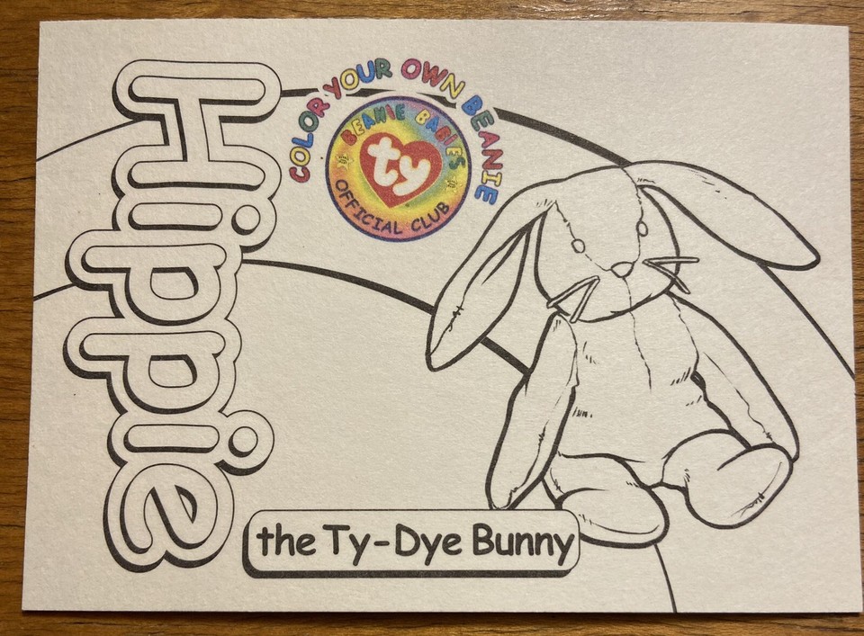 1999 Hippie The Ty-Dye Bunny Sticker Glow in the dark TY Beanie Baby ...
