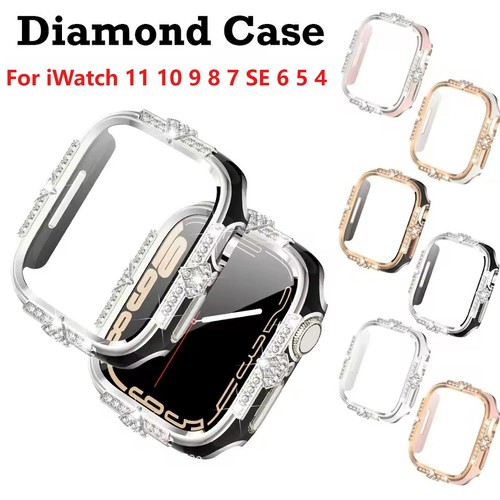 PC Diamond Bumper Case Cover+Screen Protector For Apple Watch 11 10 9 8 ...