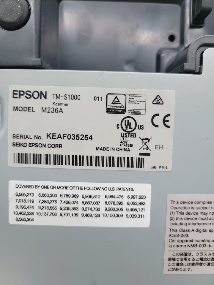 Epson TM-S1000 M236A USB Check Reader Scanner w/ No Power Supply | eBay