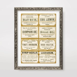 COLLECTION OF VICTORIAN PHARMACY CHEMIST LABELS ART PRINT Poster Wall ...