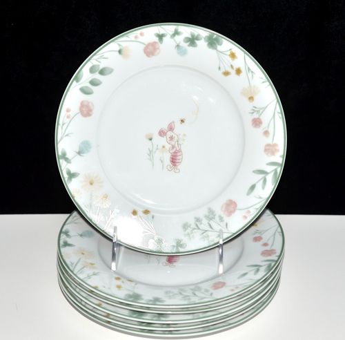 Zrike Disney Winnie The Pooh * 6 SALAD PLATES * Green Misty Mornings ...
