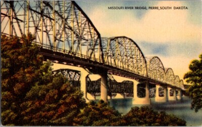 Vintage Postcard Missouri River Bridge Pierre SD South Dakota C-163 | eBay