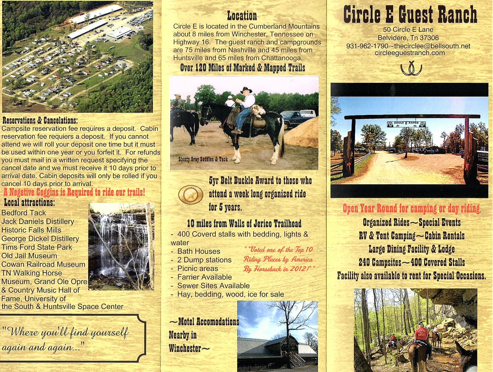 Circle E Guest Ranch Belvidere Tennessee Travel Brochure Color Photos ...