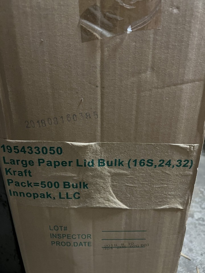 LID FLAT LARGE (LG) KRAFT PAPERBOARD SINGLE WALL FOR 16-24-32 OZ BOWL ...