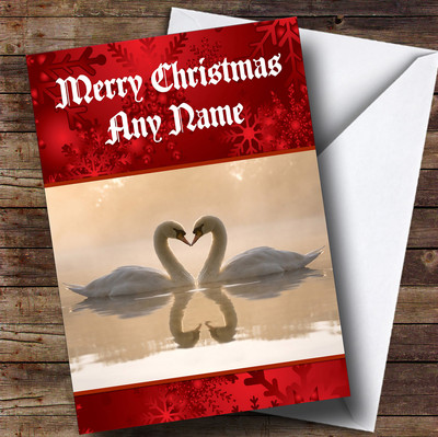 Romantic Swans Personalised Christmas Greetings Card | eBay UK