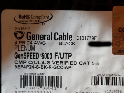 General Cable 2131779E GenSPEED 5000 F/UTP ScTP Cat5e Network Plenum ...