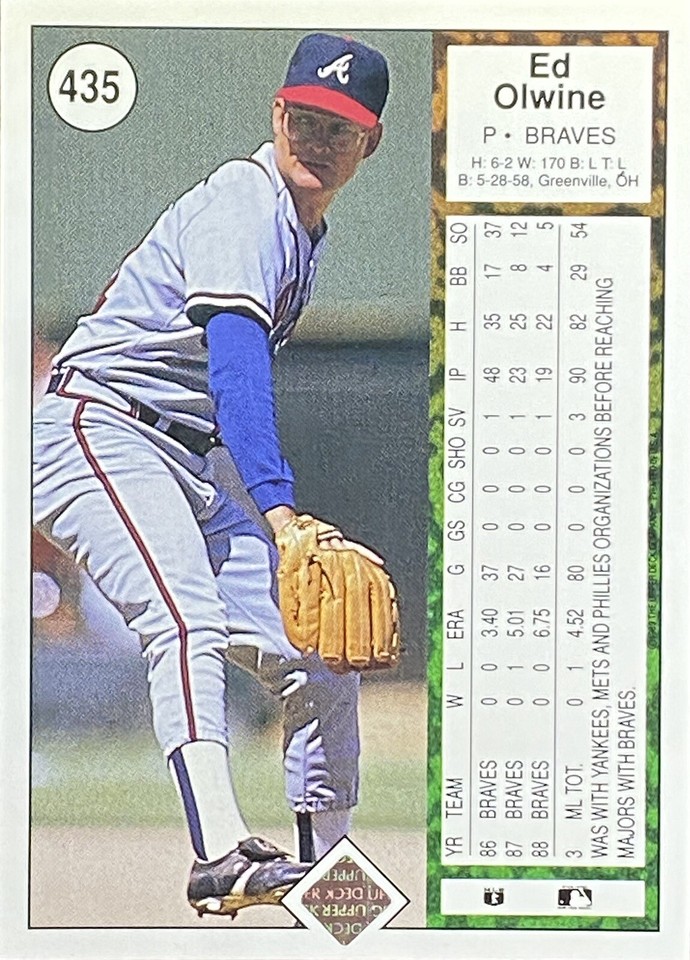 1989 Upper Deck #435 Ed Olwine Atlanta Braves Baseball Card | eBay