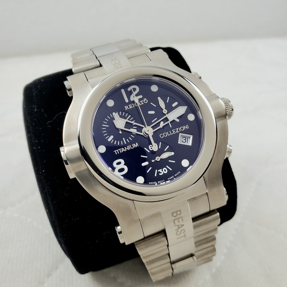 RENATO T-REX BEAST SWISS CHRONOGRAPH TITANIUM HAND MADE MEN'S WATCH NEW ...