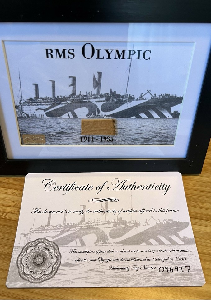 RMS Olympic Deck Wood Display - White Star Line, Titanic Britannic WWI ...
