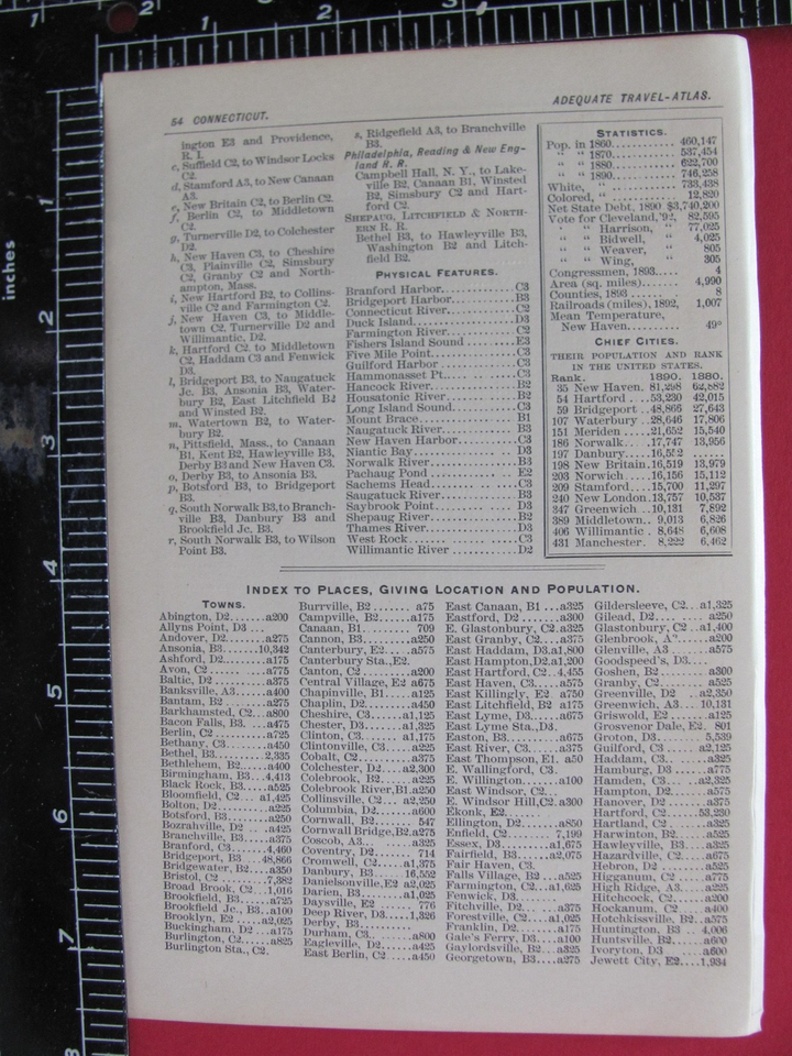 1893 CONNECTICUT ATLAS MAP GENEALOGY HISTORY RAILROADS DEPOTS ...