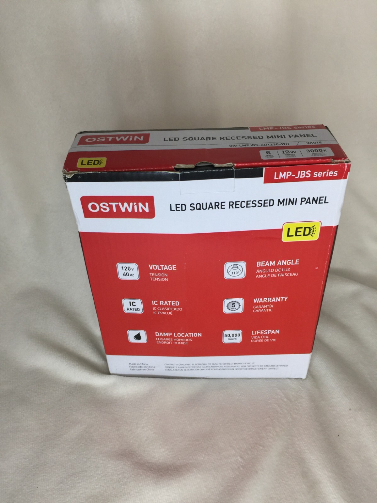 Ostwin LED Square Recessed Ceiling Light 0W-LMPJBS-6D1230-WH WHITE ...