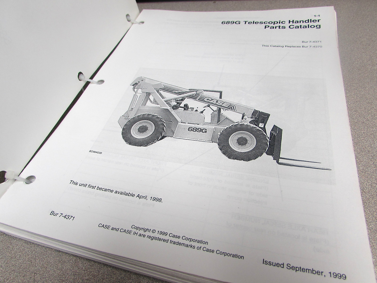 Case 689G Telescopic Handler Parts Catalog Manual 1999 7-4371 | eBay