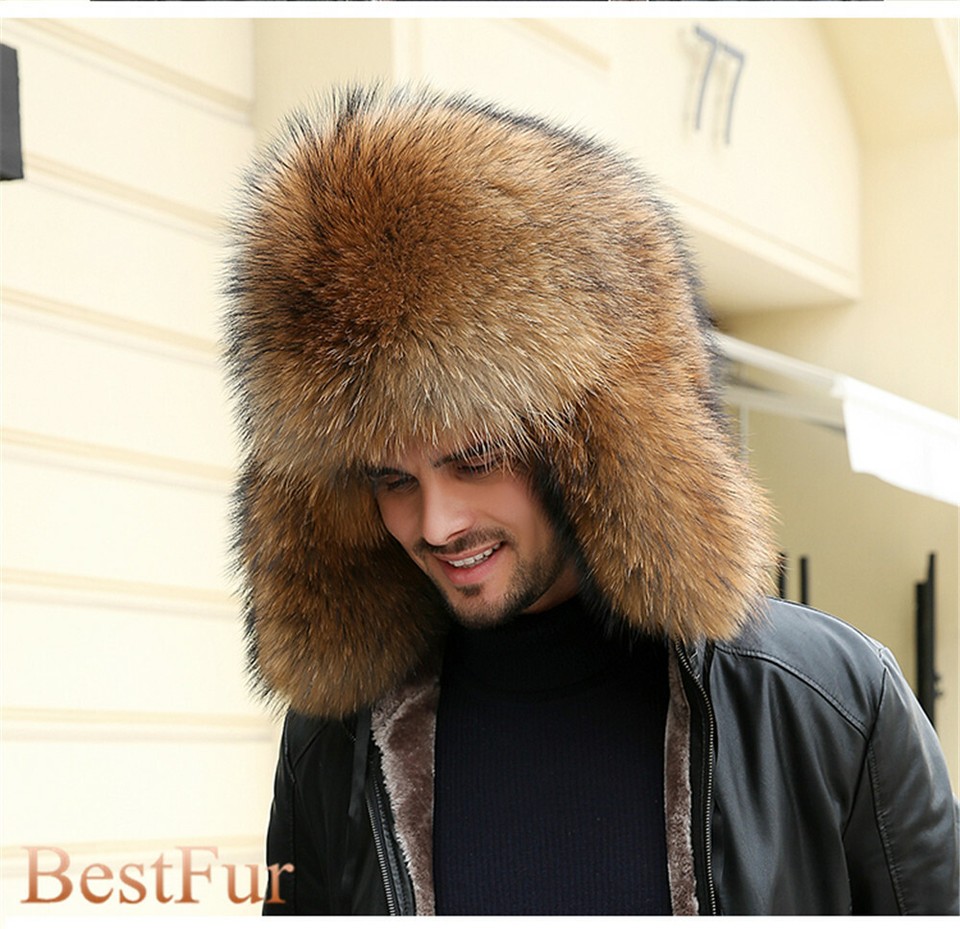 Male Full Covered Real Fox Fur Hat Russian Ushanka Hat Cossack Warm ...