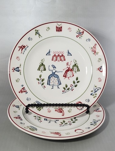 2 Johnson Bros Twelve 12 DAYS OF CHRISTMAS Salad Plates 9 LADIES ...