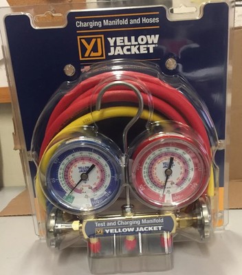 YELLOW JACKET 42004 - Series 41 Manifold 3-1/8-Inch Gauges with Hoses ...