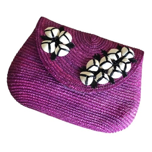 Felix Rey NY Fuschia Straw Clam Seashells Clutch | eBay