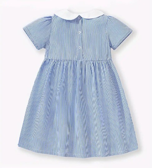 NEW Embroidered Birds Girls Blue Smocked Short Sleeve Dress | eBay