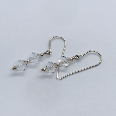 STERLING SILVER CRYSTAL CUT DANGLE MARKED FINE JEWELRY WOMENS EARRINGS ...