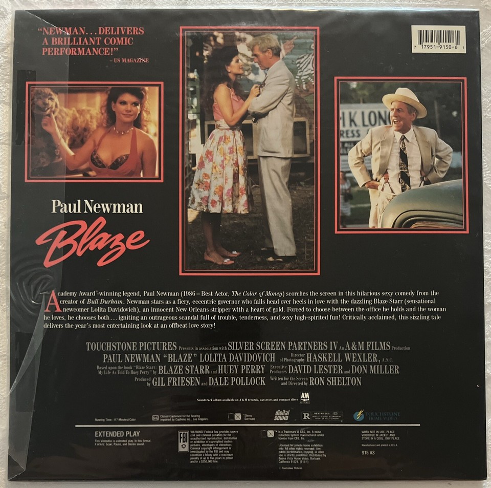 Blaze Stereo Laser Videodisc Laserdisc Paul Newman Lolita Davidovich | eBay