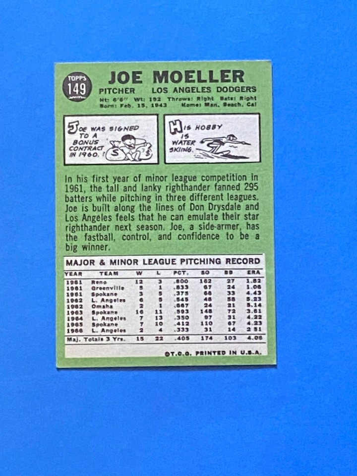 1967 topps #149 joe moeller vg-ex/ex (no creases) | eBay