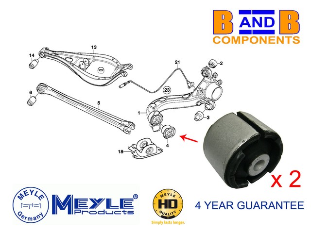 BMW X3 E83 MEYLE HD REAR TRAILING ARM BUSH UPGRADED 33326770817 ...