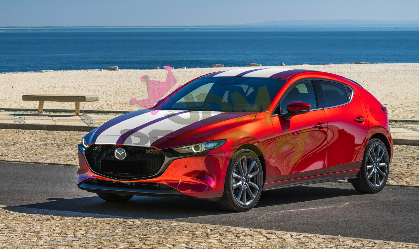 Gloss Color Racing Stripes Vinyl Wrap For Mazda 3 Stripe Sticker 10FT ...