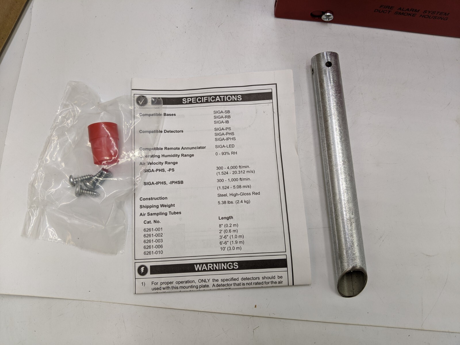 Edwards SIGA-DH Red Fire Alarm Duct Detector Housing for SIGA-PS Smoke ...