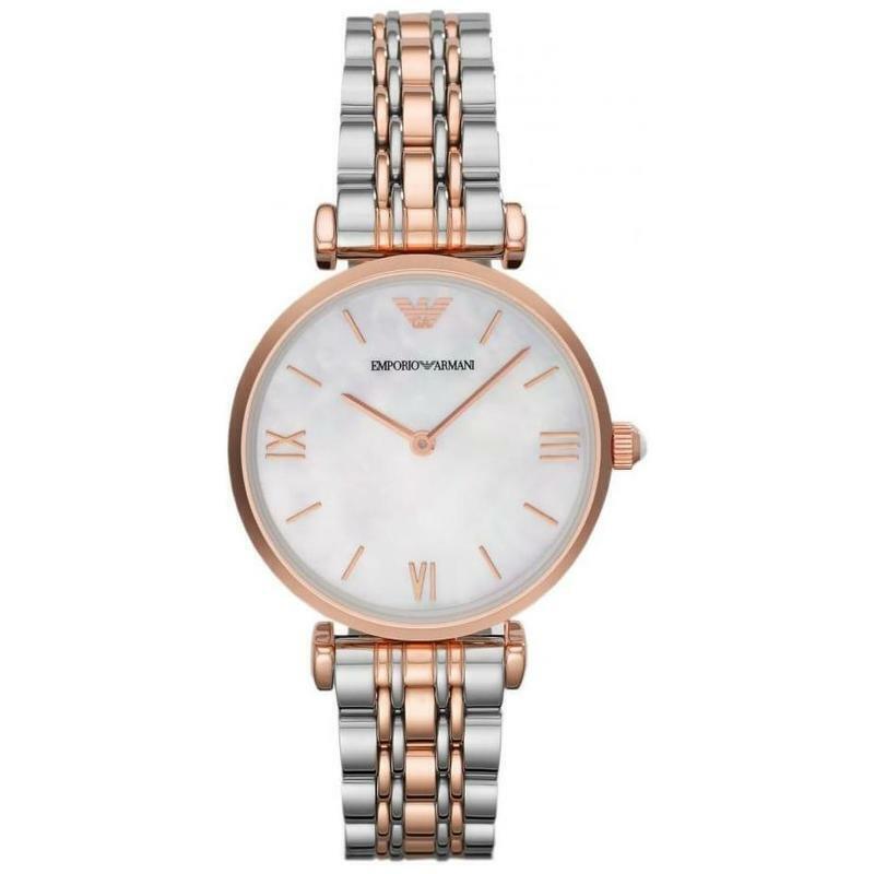 Emporio Armani AR1683 32mm Rose Gold Stainless Steel Case with Silver ...